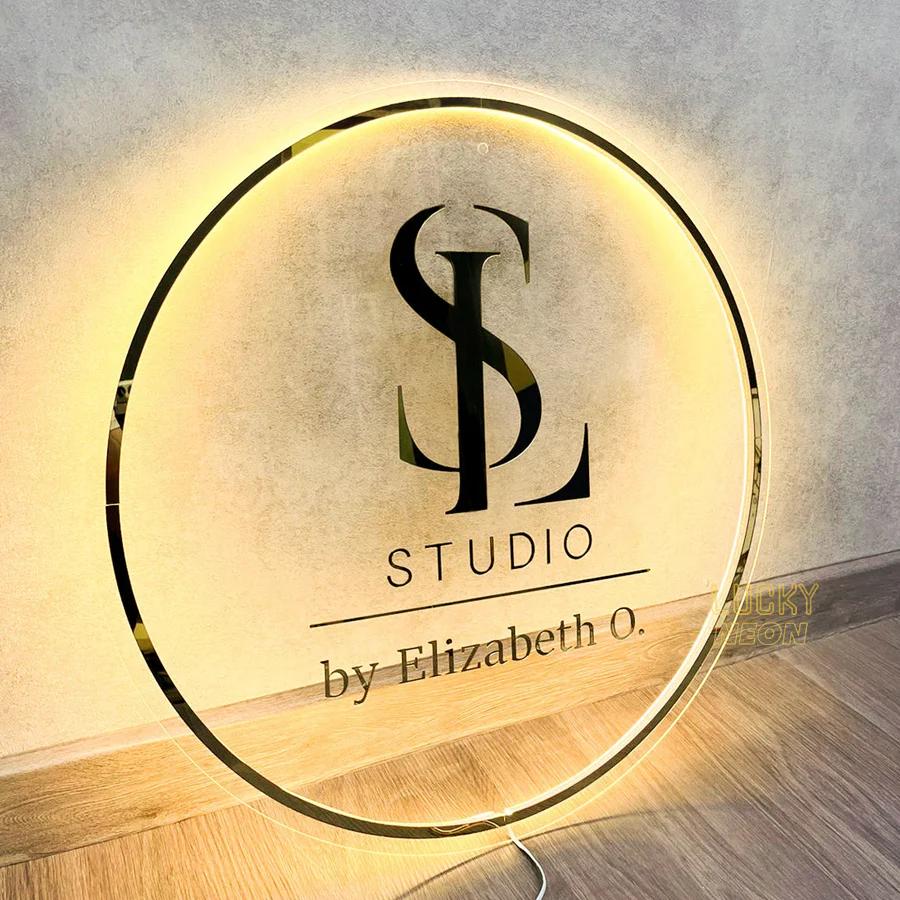 Gold Logo Acrylic Backlit Sign For Business – LUCKYNEON