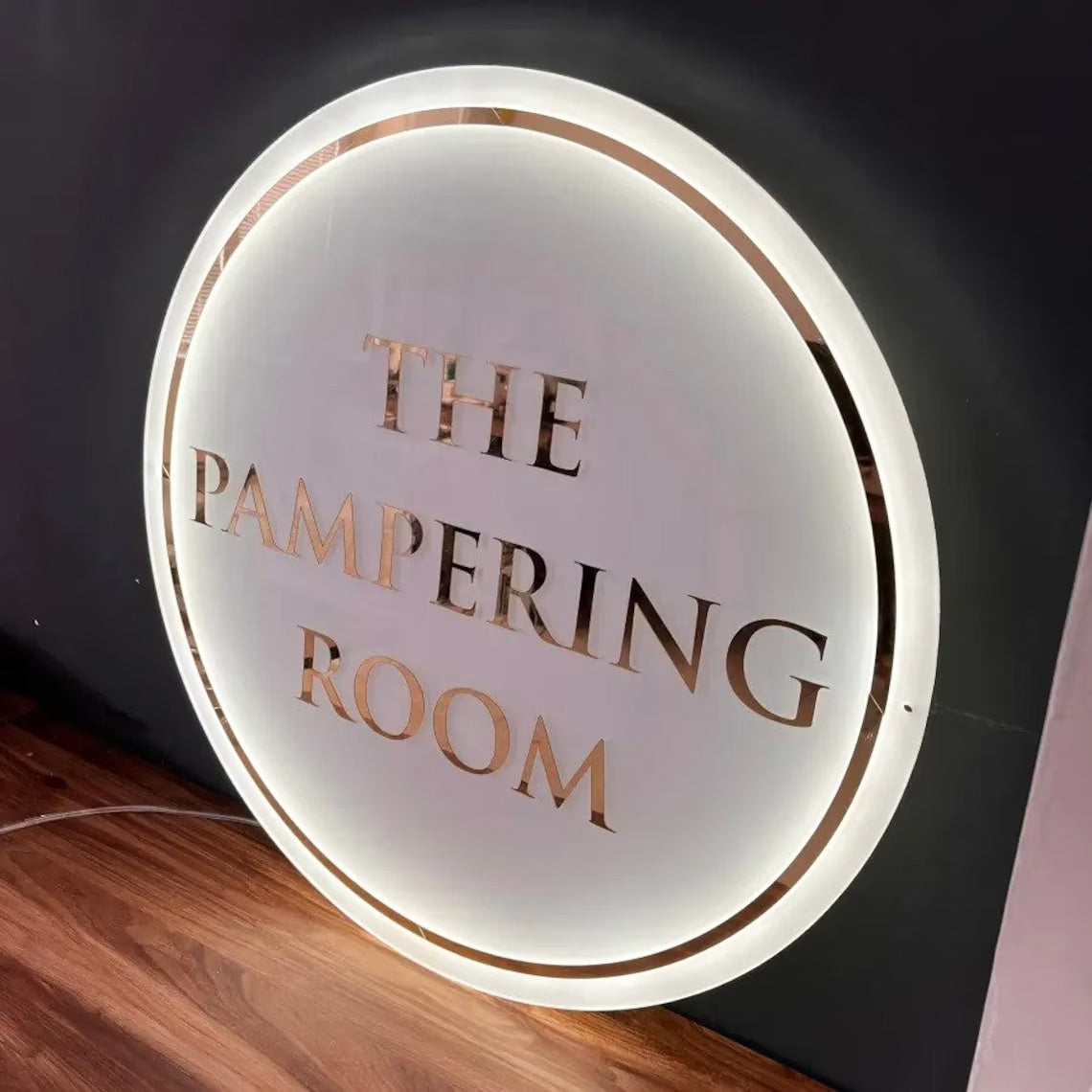 Acrylic Backlit Sign - Rectangle Acrylic Sign With Gold Logo Gold ...