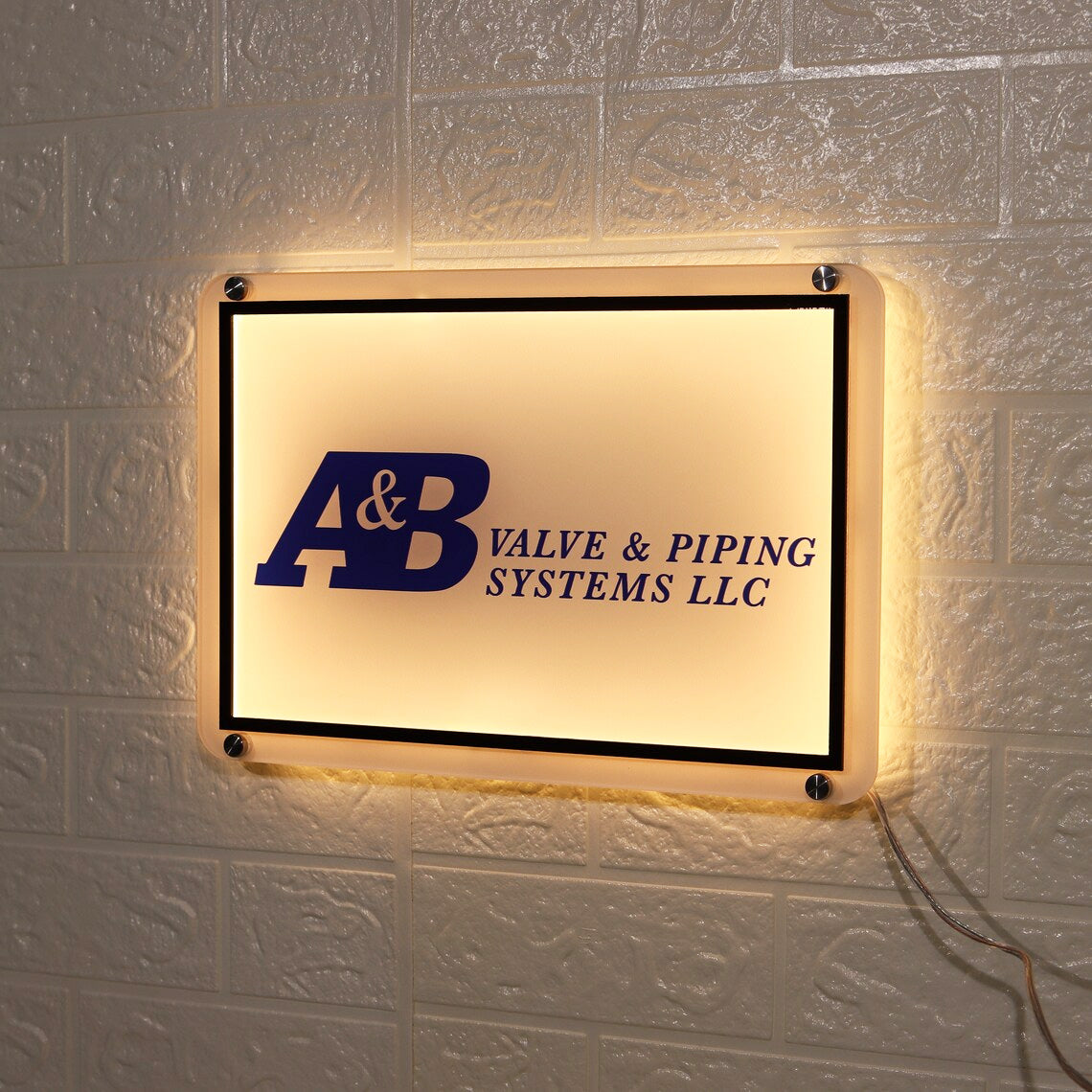 Acrylic Backlit Sign - Rectangle Acrylic Sign With Gold Logo Gold ...