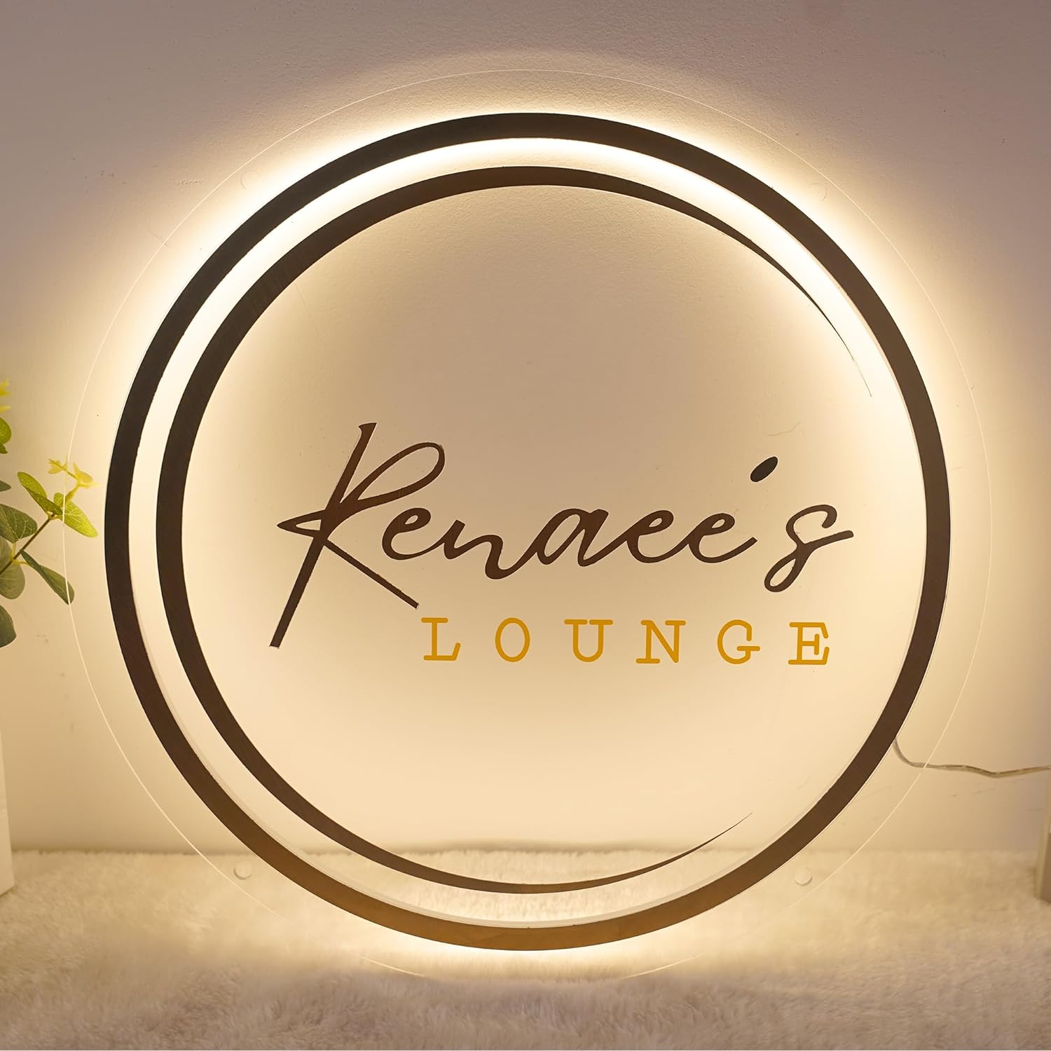 Acrylic Backlit Sign - Rectangle Acrylic Sign With Gold Logo Gold ...