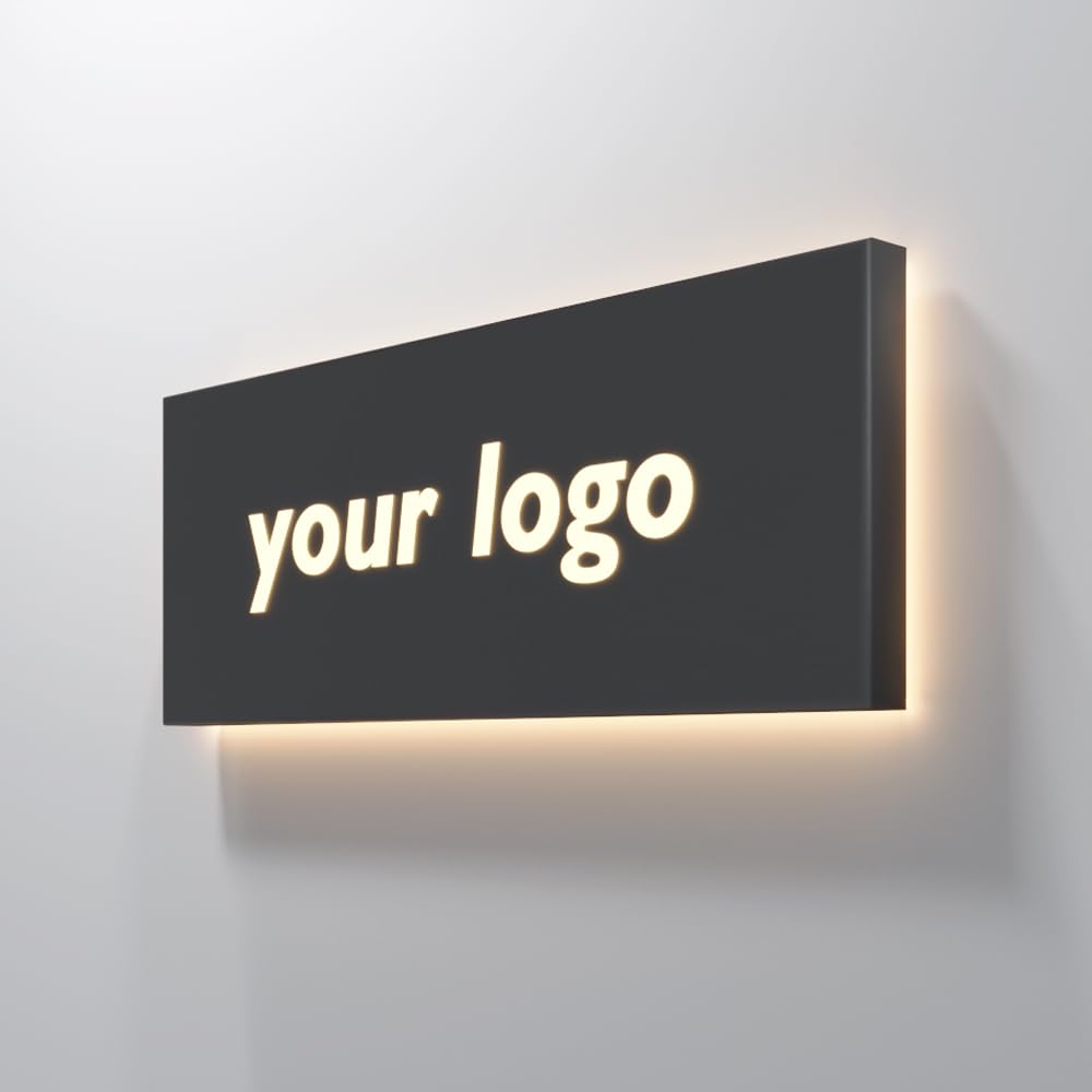 Black Metal Backlit Sign with custom logo, Single Side Light Box for ...