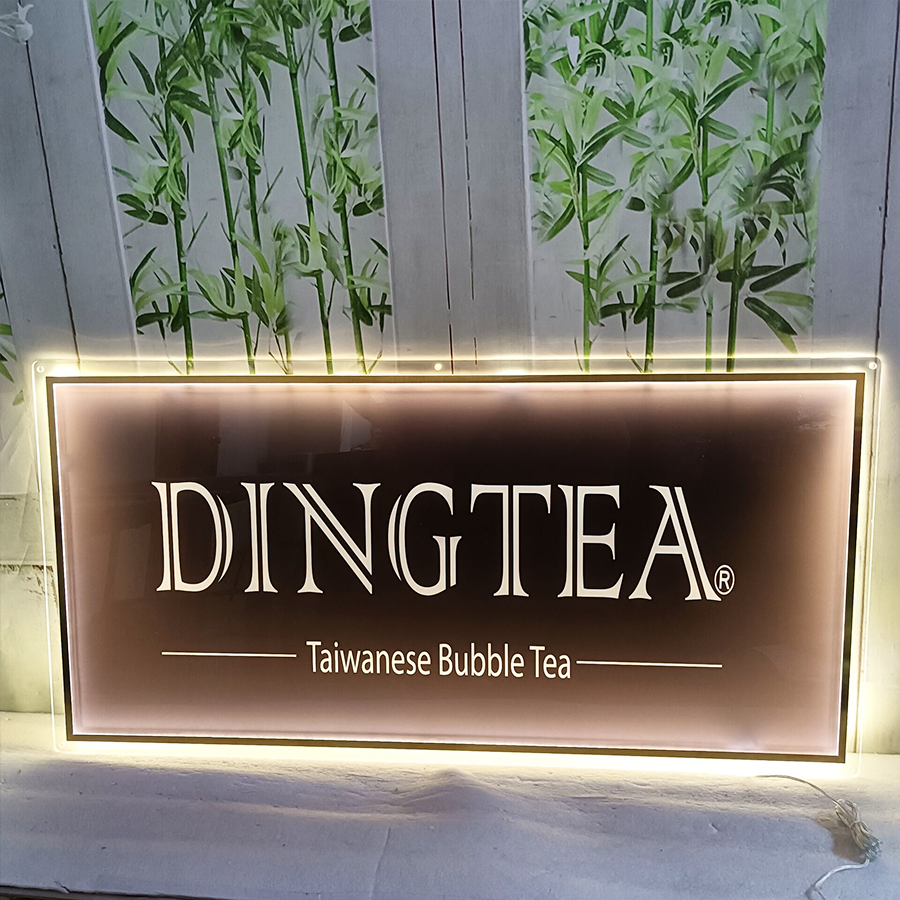 Acrylic Backlit Sign - Rectangle Acrylic Sign With Gold Logo Gold ...
