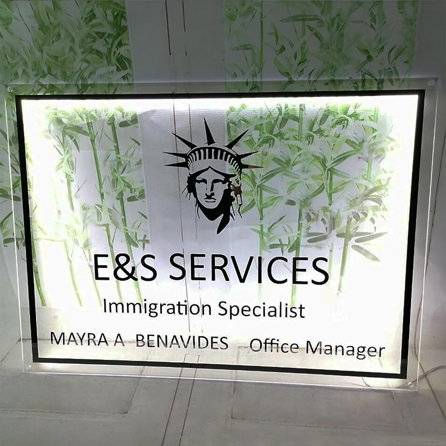 Acrylic Backlit Sign - Rectangle Acrylic Sign With Gold Logo Gold ...