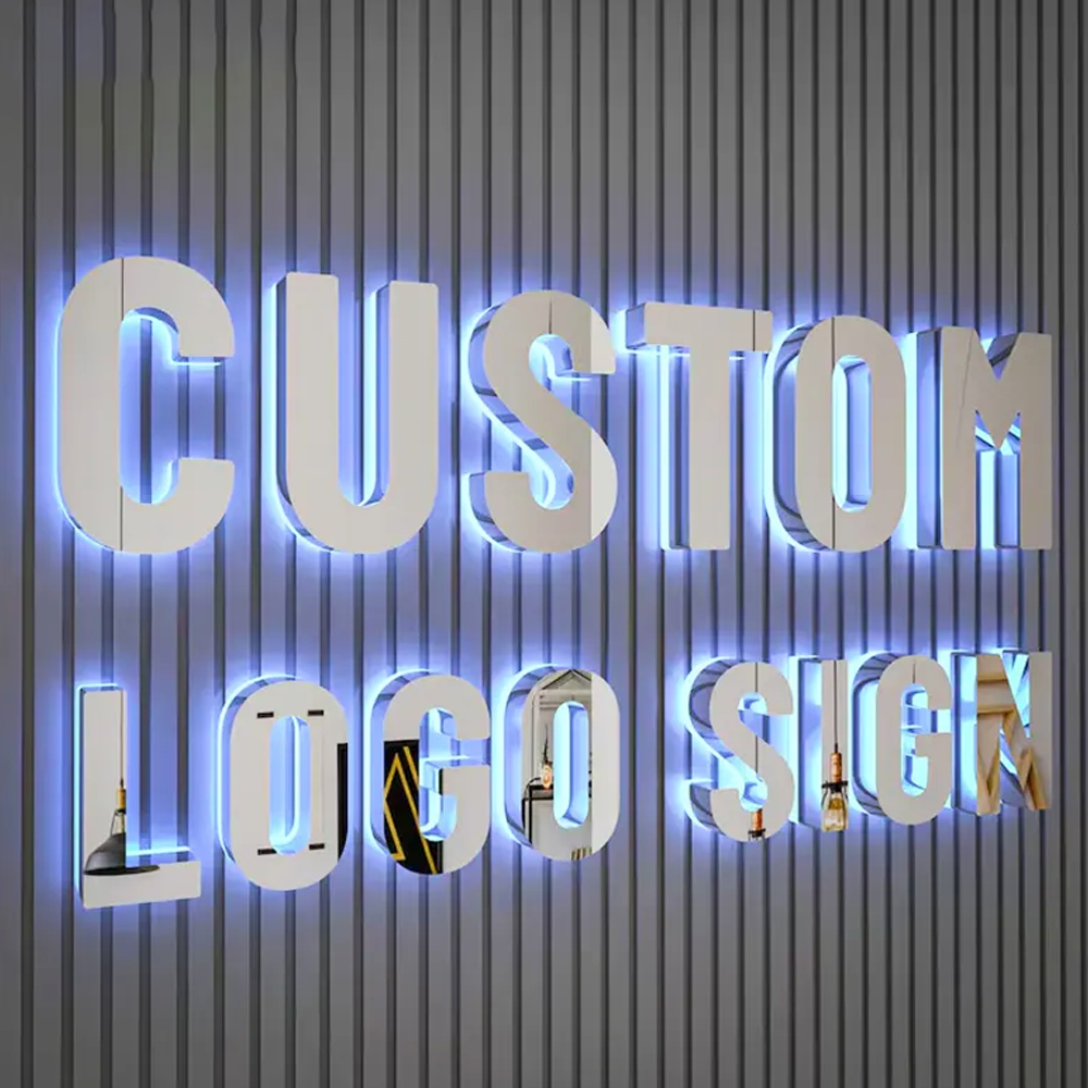 Mirror Stainless Steel Backlit Channel Letters, Custom 3D Metal Backli ...