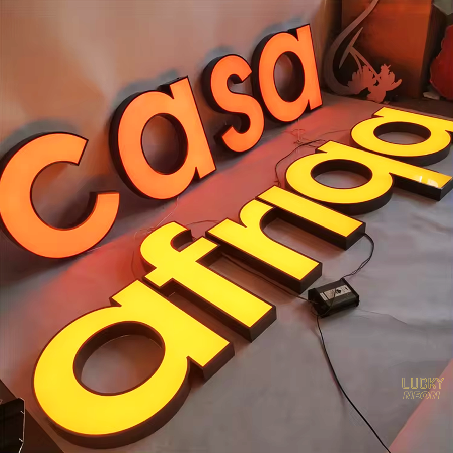 Custom Logo 3D Metal Front Lit Sign With Rim - Stainless Steel Front L ...