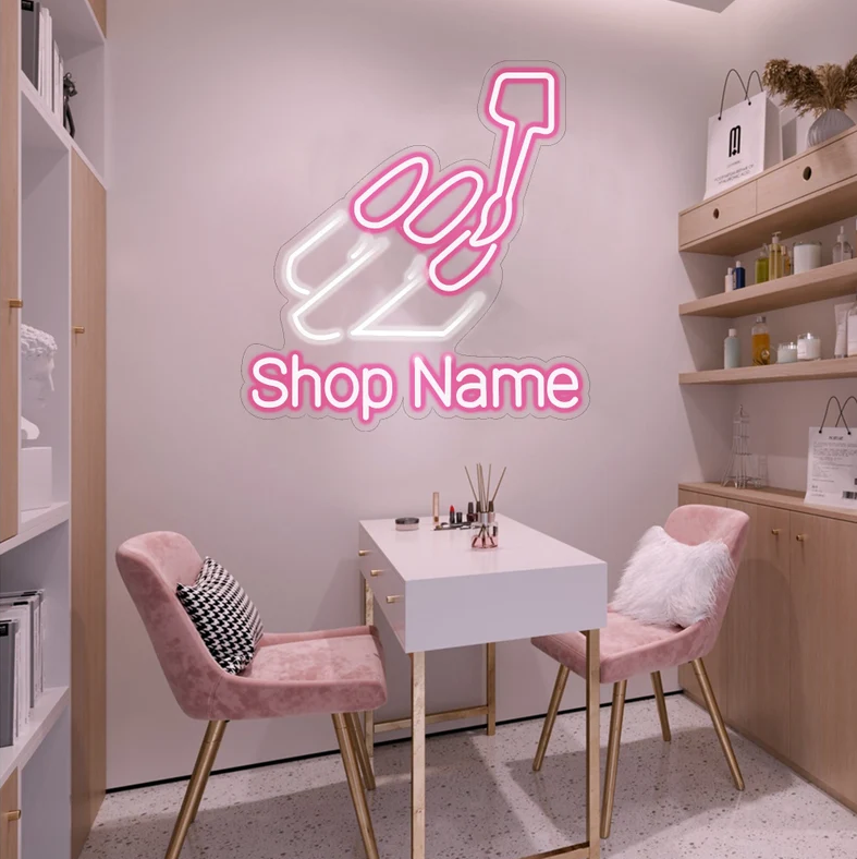 Custom Nails Neon Sign For Business, Company, Beauty Nail, Eyebrow Sal ...