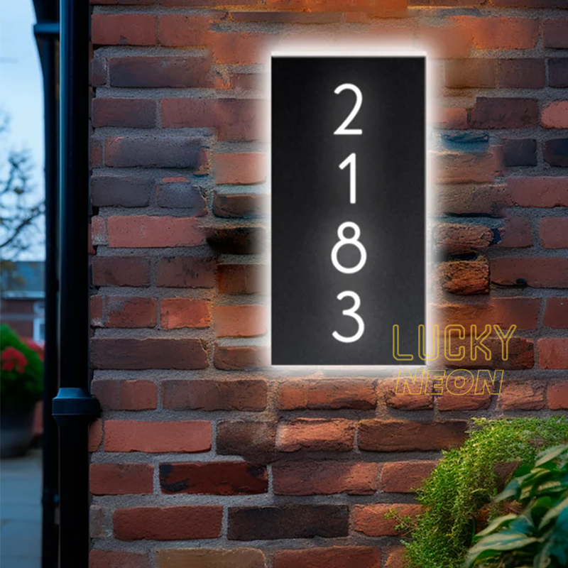 Rectangle Metal Backlit House Number Sign, Custom Stainless Steel Led ...