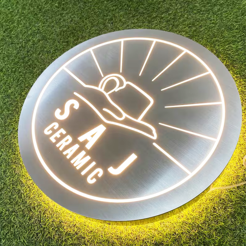 Personalized Metal Backlit Sign with Custom Logo, Illuminated Hollow ...