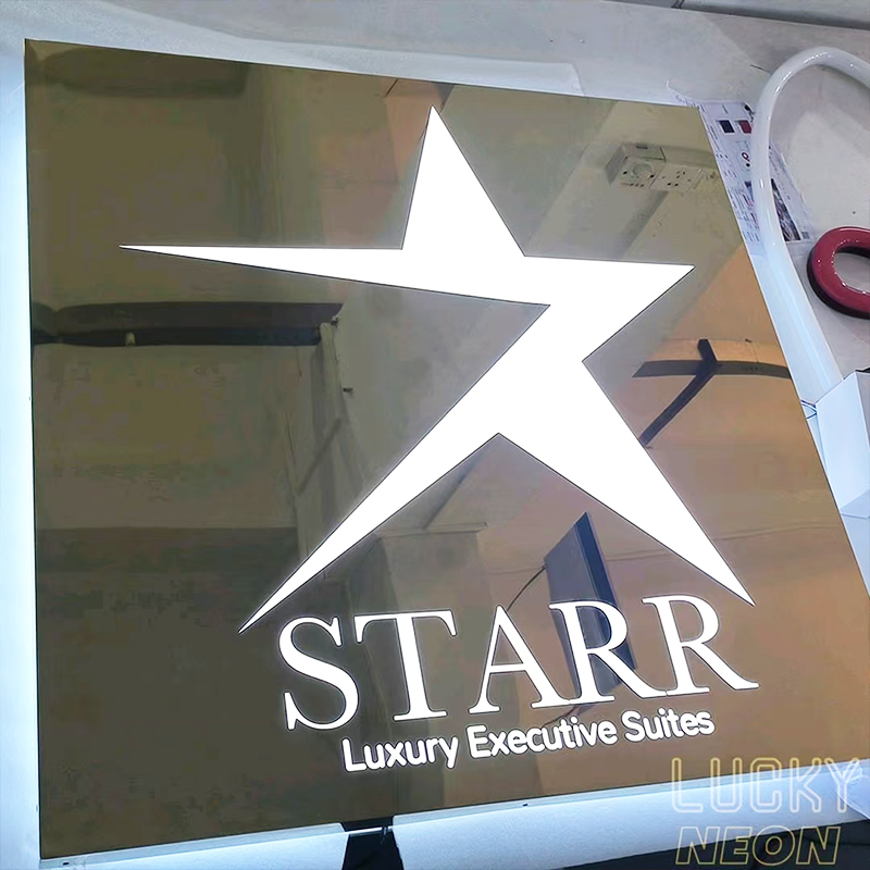 Square Laser Cut LED Light Box Sign, Metal Backlit Sign, Custom Illumi ...