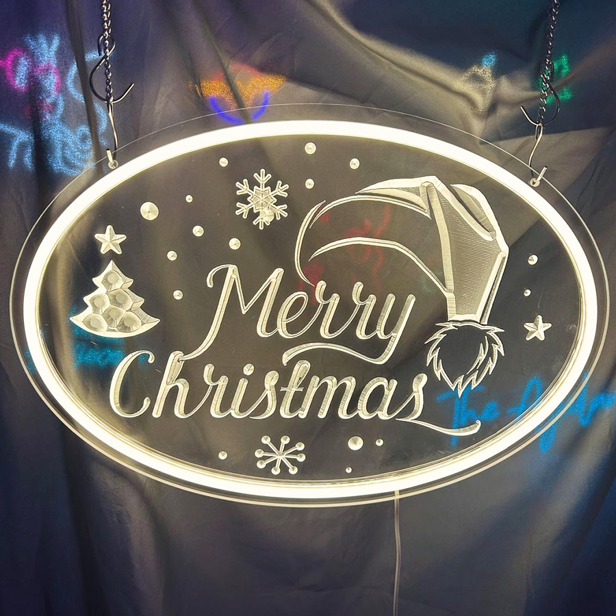 Custom Christmas Embossed Neon - Logo Engraved Neon Sign For Bar, Offi ...