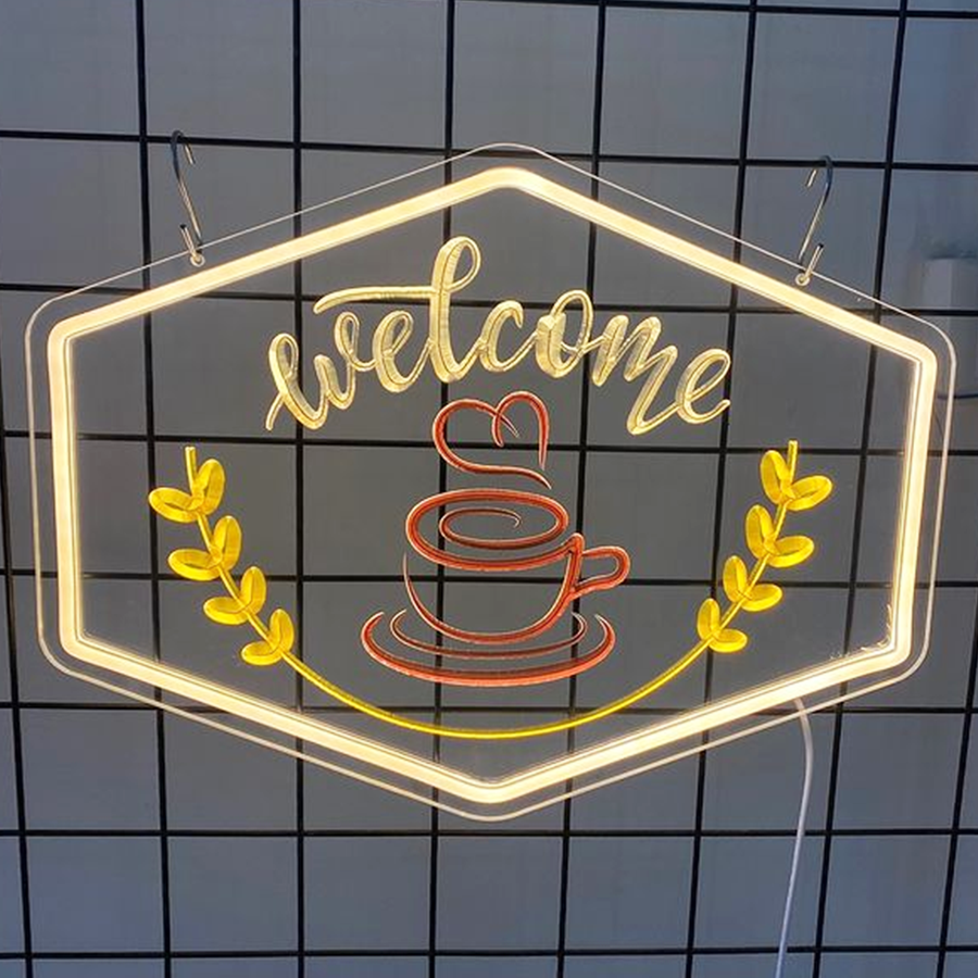 Embossed Neon Sign - Custom Logo Engraved Neon Sign For Coffee Shop, P ...