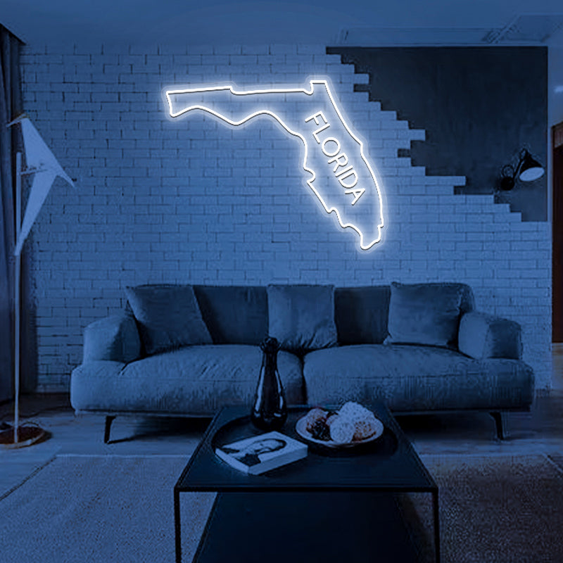 Map Of Florida Neon Sign, State Map Neon Sign, Map Shape Neon Light ...