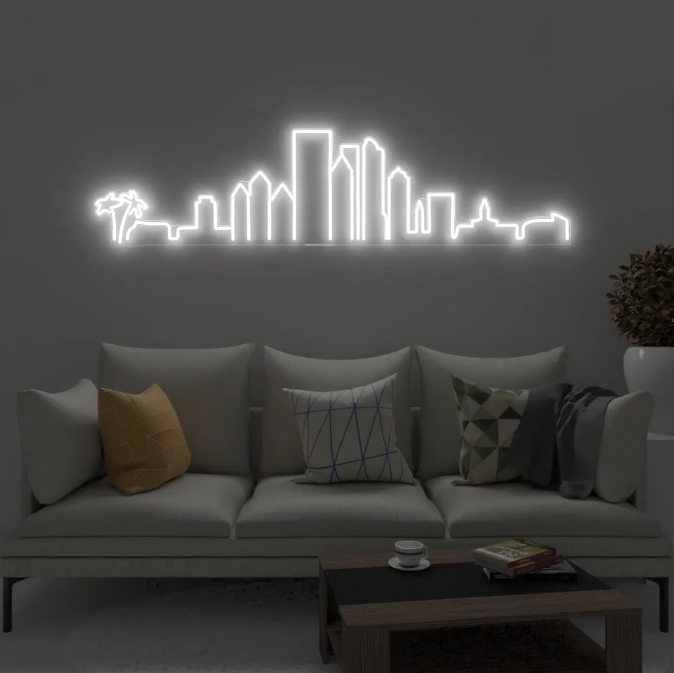 Miami Skyline Neon Sign, Miami Neon Sign, City Skyline Neon Light ...