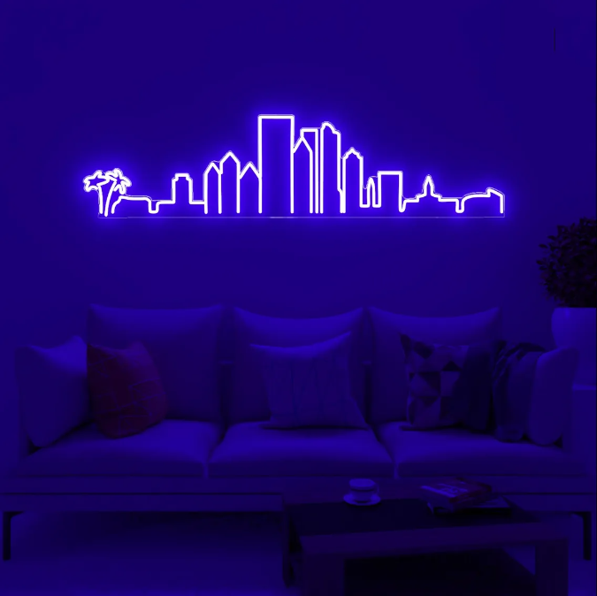 Miami Skyline Neon Sign, Miami Neon Sign, City Skyline Neon Light ...