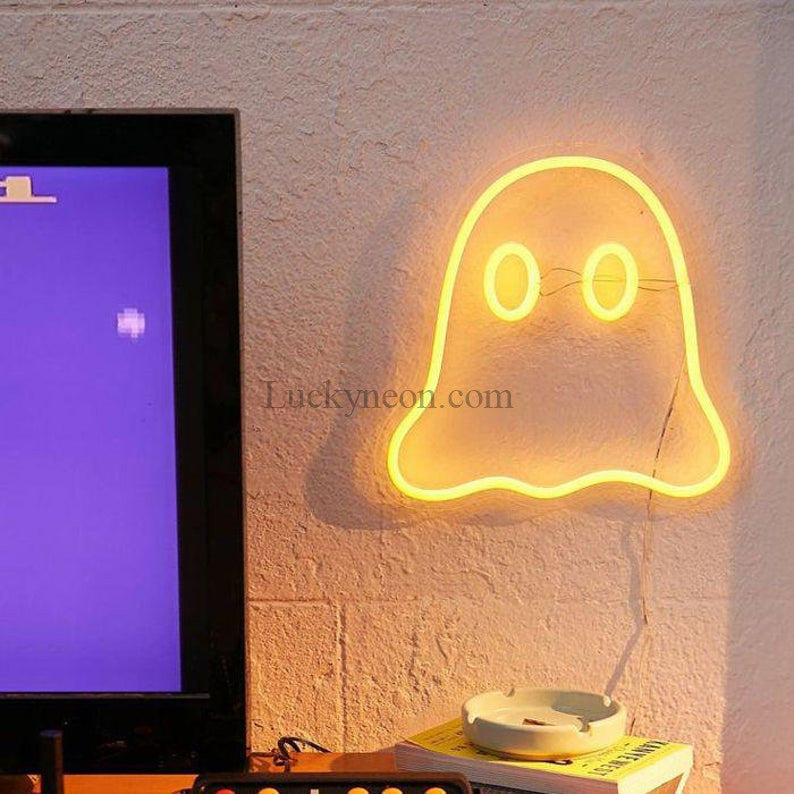 Ghost neon light for room, kids, party | Halloween neon signs cute ...