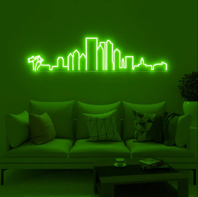 Miami Skyline Neon Sign, Miami Neon Sign, City Skyline Neon Light ...