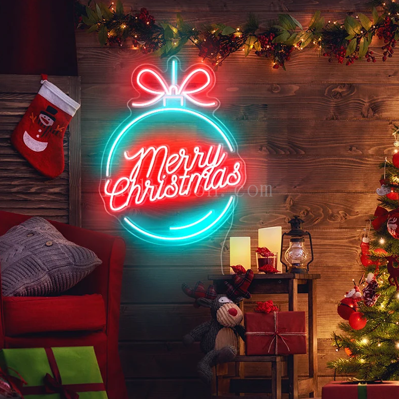 Dimmable Neon Holiday Decor BNEMCEZH Merry Christmas Neon Sign USB ...