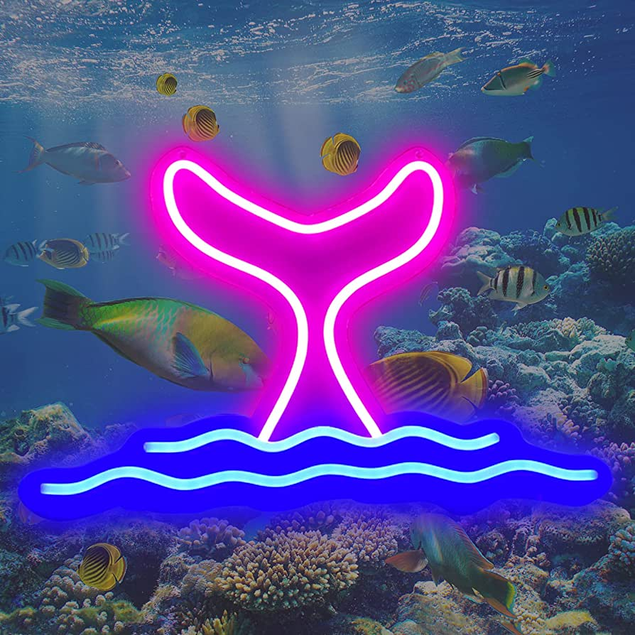 $299 free shiping Whale - Neon Sign, Ocean neon sign, neon whale sign ...