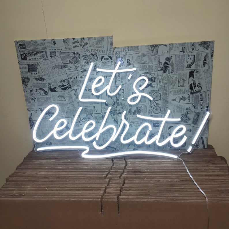 Let's Celebrate Neon Sign, Wedding Neon Sign, holiday Party neon sign ...